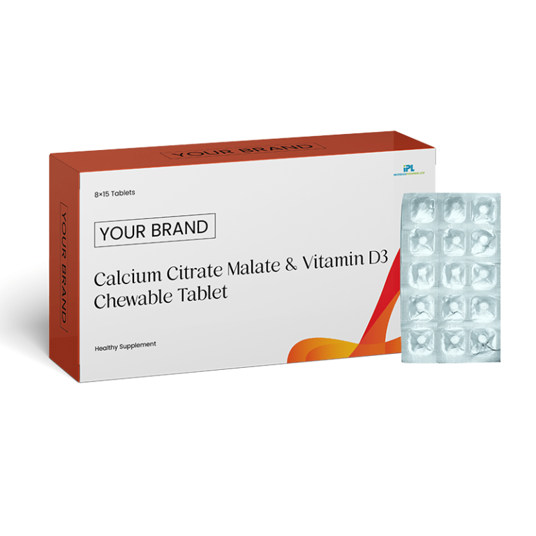Private Label Calcium Citrate & Vitamin D3 Chewables Tablet